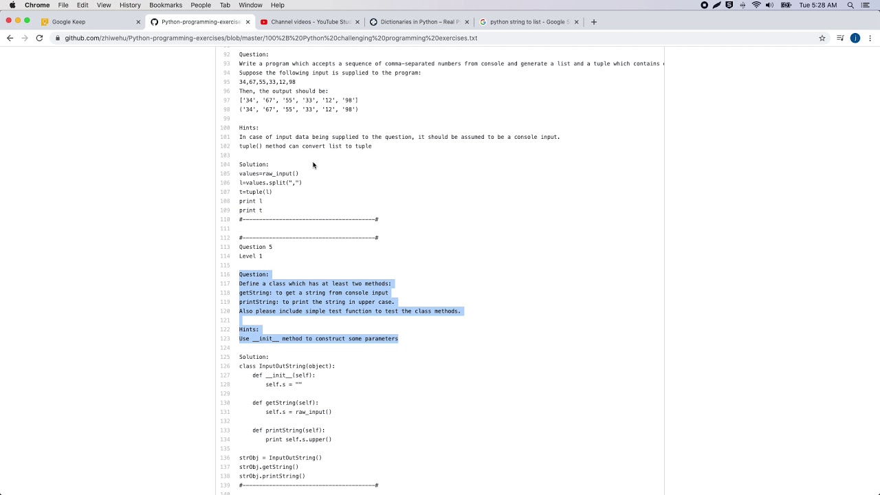 100 Python Challenging Programming Exercises Question 5 Youtube