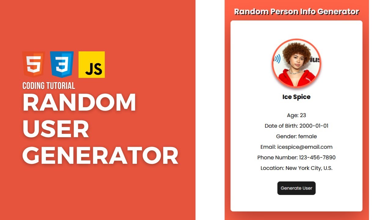 Random User Generator Tutorial Html Css Javascript Youtube