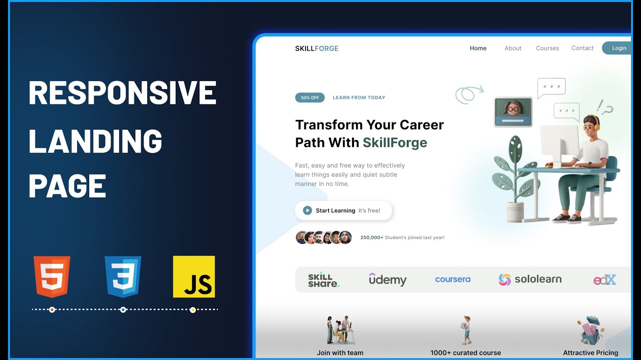 Responsive Landing Page Using Html Css Javascript рџџ Youtube