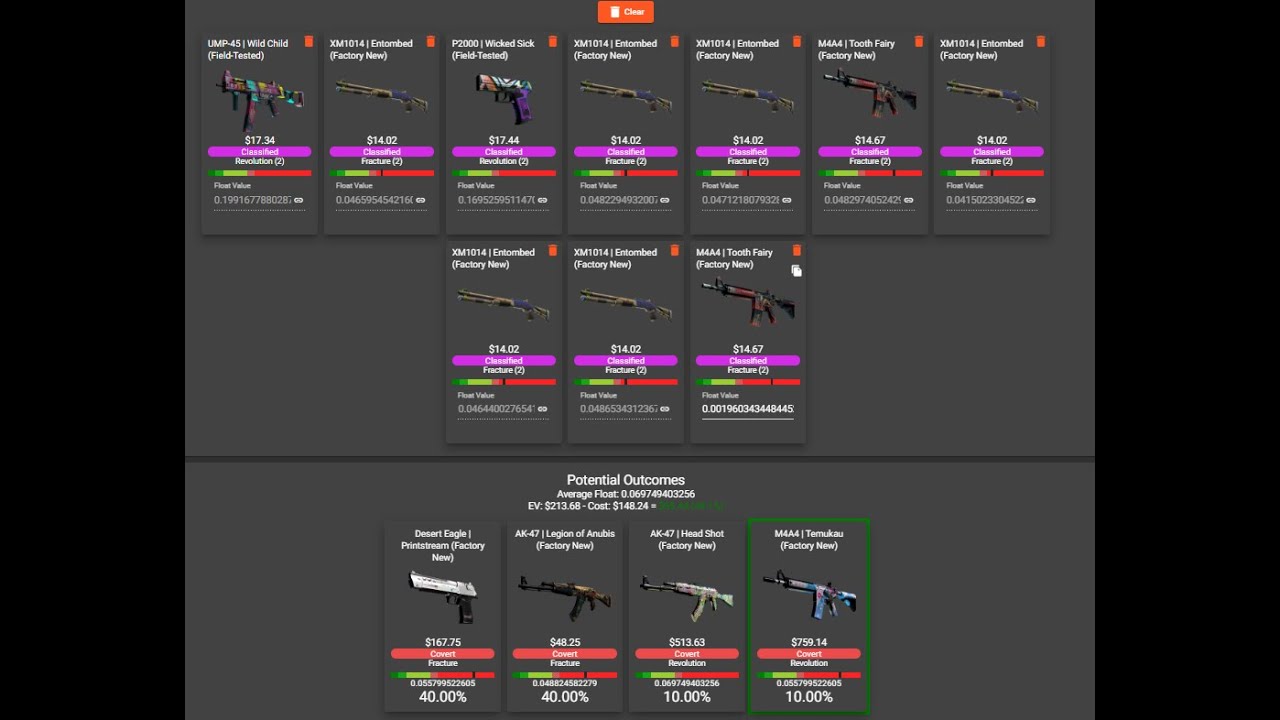 Attempting 10 M4a4 Temukau Tradeup In Cs Go Youtube