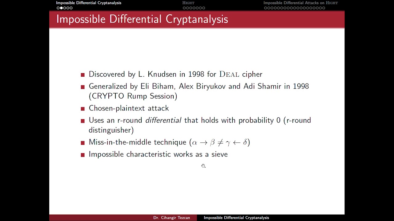 Cryptanalysis 7 1 Impossible Differential Cryptanalysis Youtube