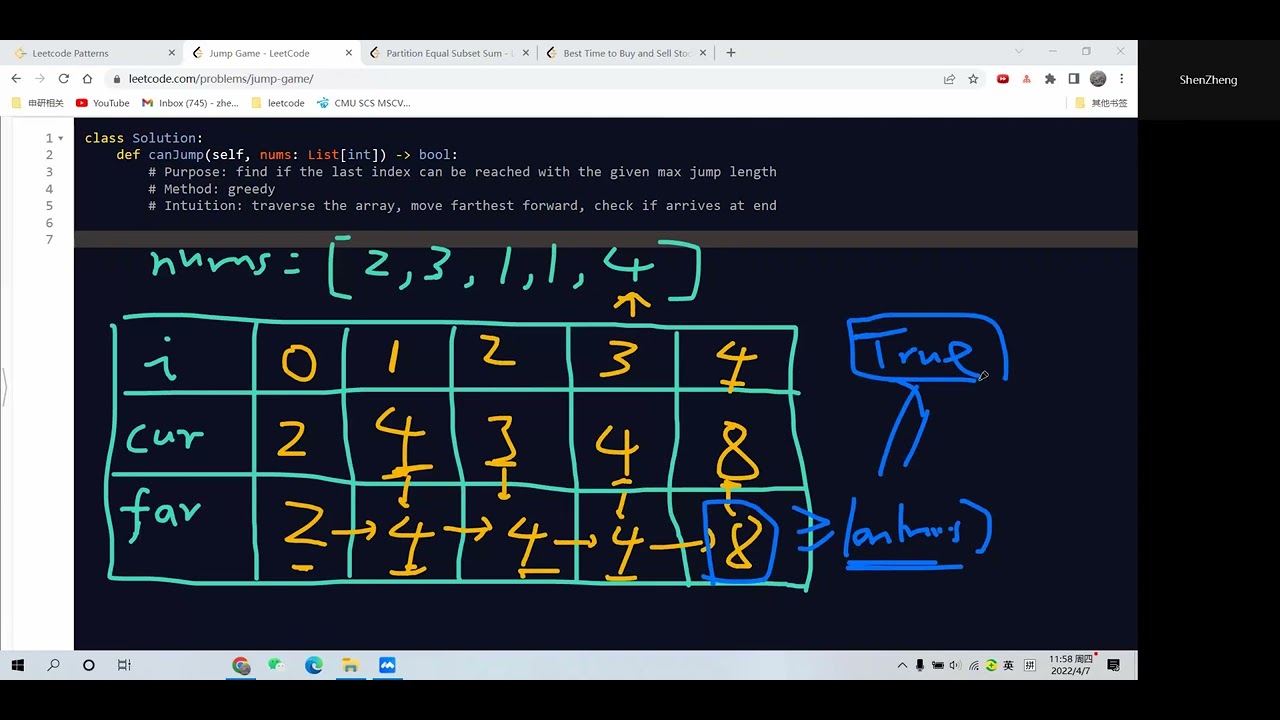 Leetcode 55 Jump Game Dynamic Programming Python Youtube