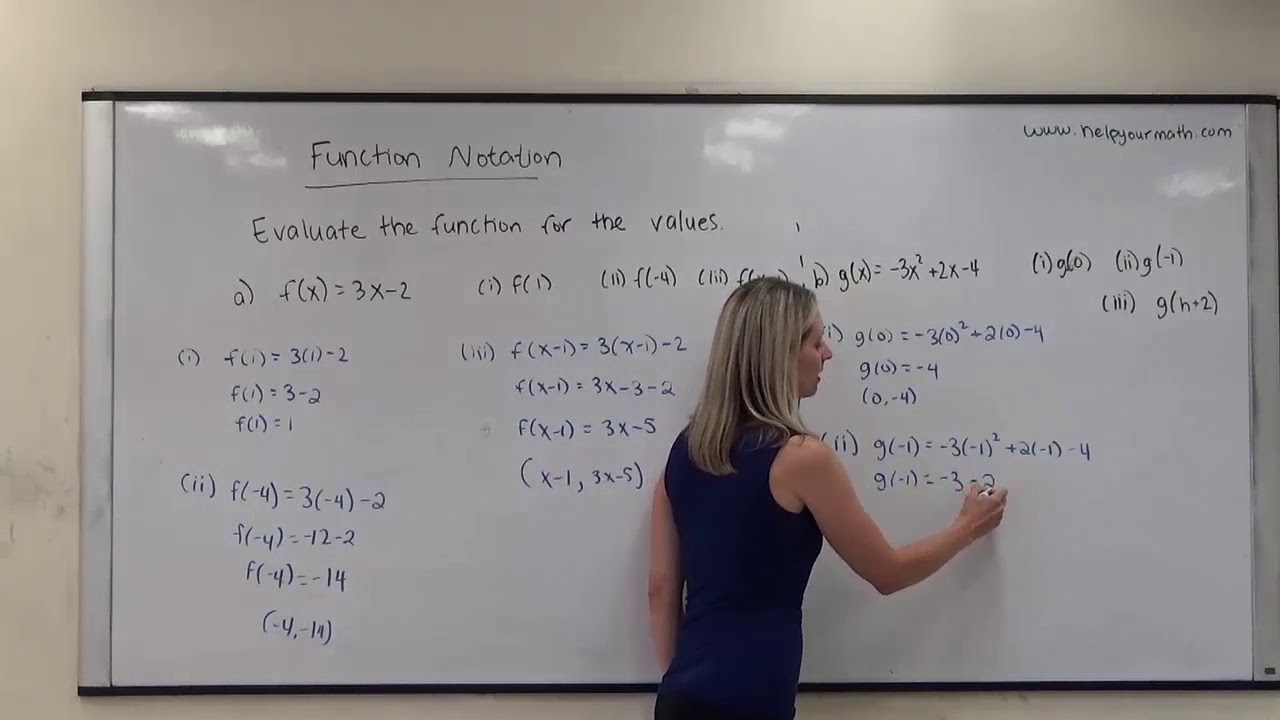 Sl Evaluating Functions Using Function Notation Youtube
