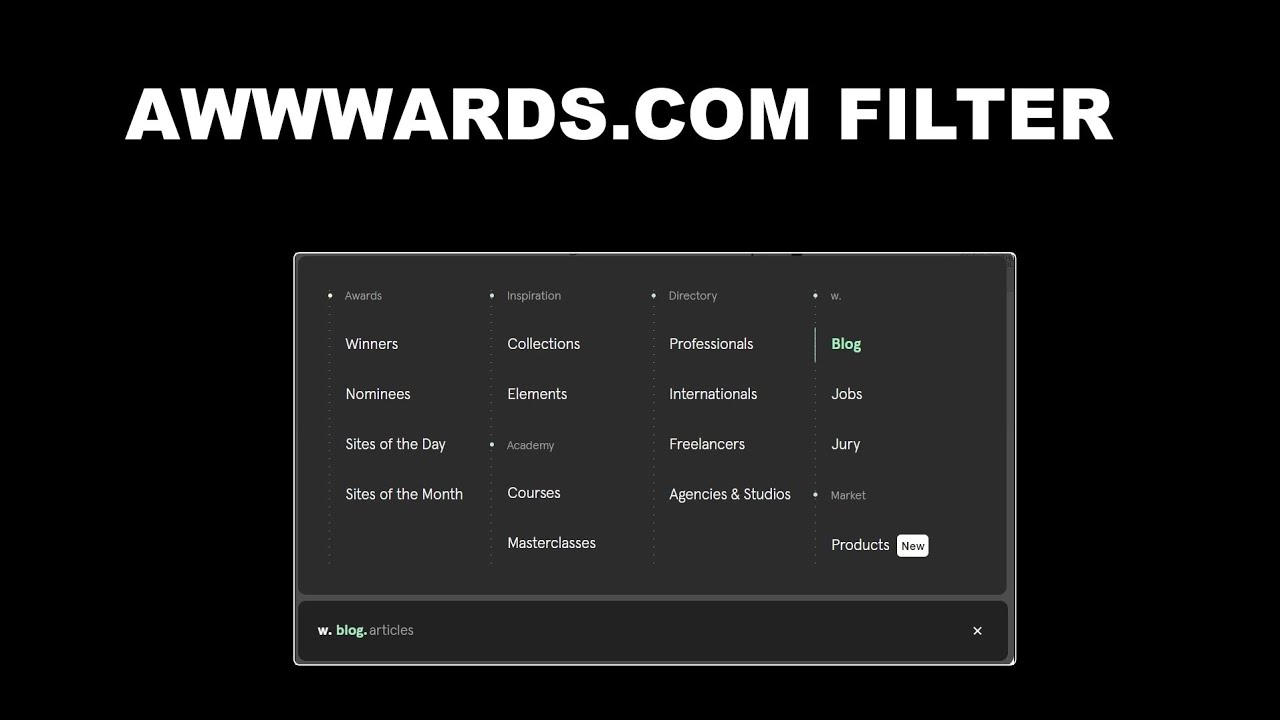 Create Awwwards Filter Clone With Html Css And Javascript Youtube