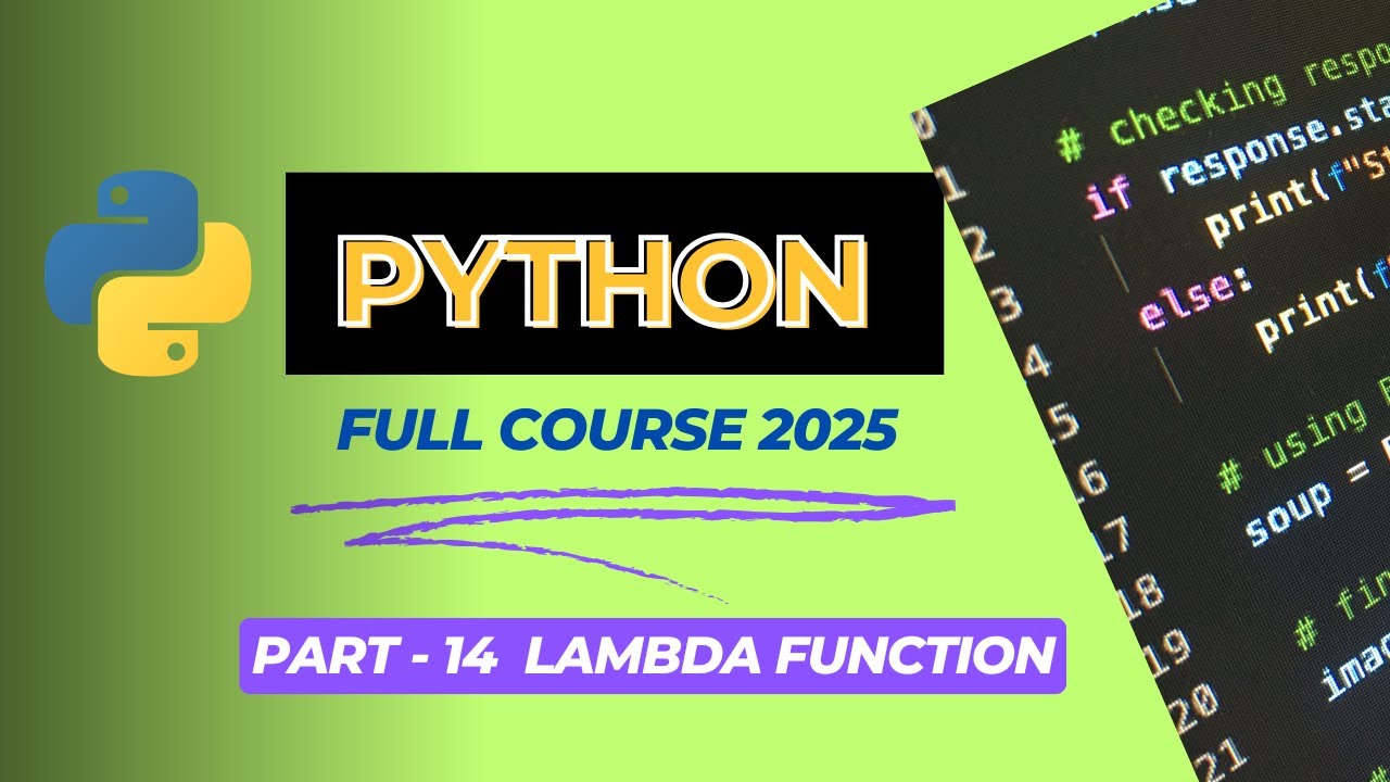Lecture 14 Lambda Functions In Python Master Anonymous Functions