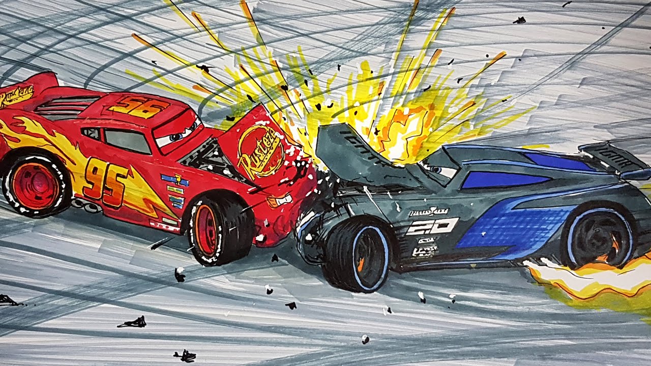 Cars 3 Lightning Mcqueen Crash Coloring Page Free Printable Templates
