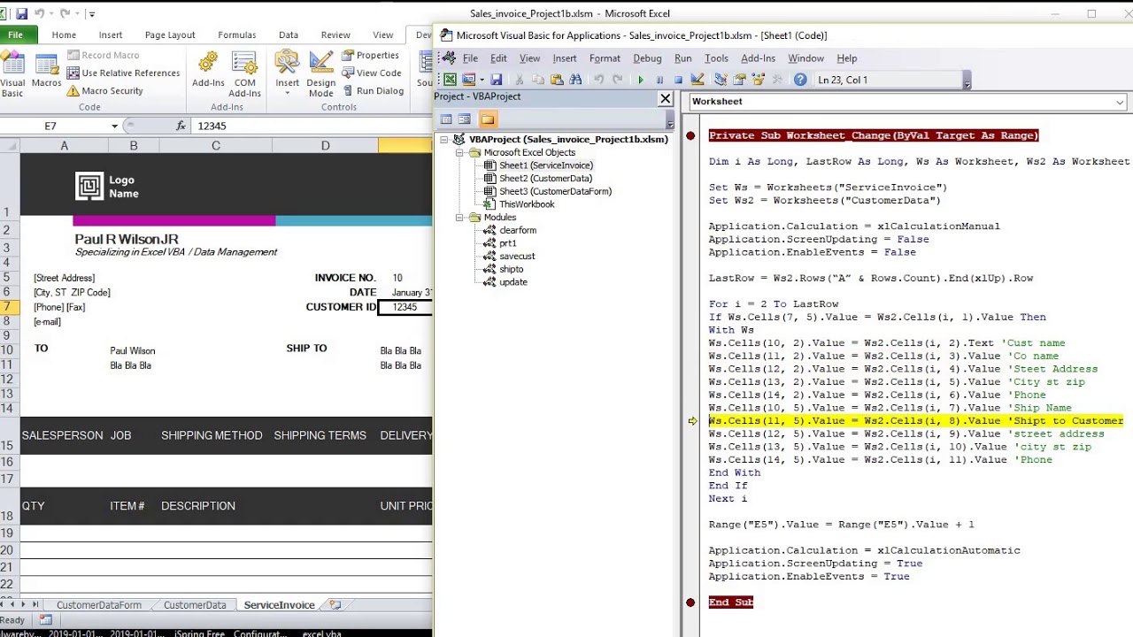 Excel Vba Invoice System Part 3 Youtube