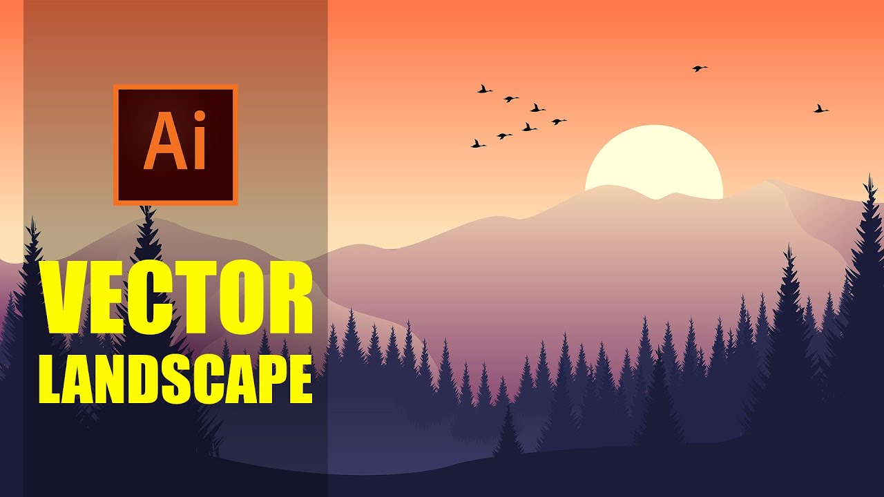 How To Draw Simple Flat Landscape Illustration Vector Art Adobe
