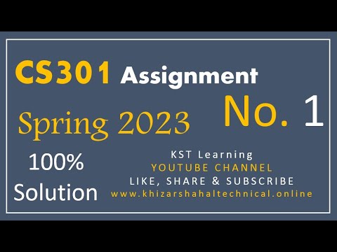 Cs301 Assignment 1 Solution Spring 2023 Cs301 Assignment No 1 Spring
