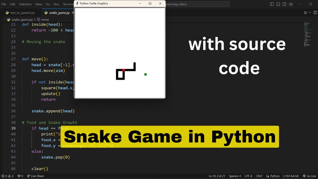Create A Snake Game Using Python Complete Project With Source Code