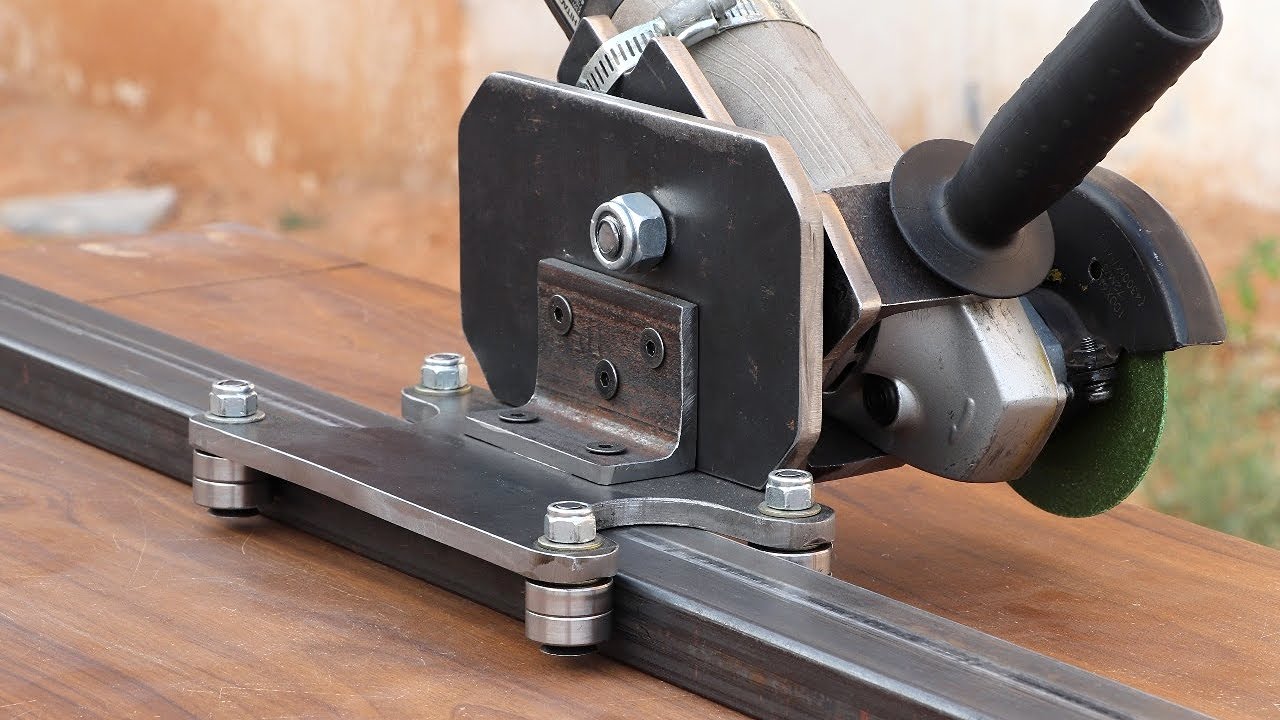 Diy Sliding Angle Grinder Cutting Jig To Make Straight Cuts Youtube