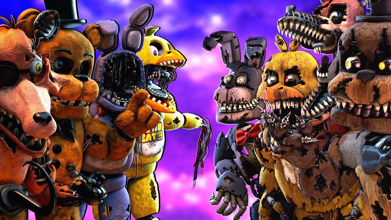 Sfm Fnaf Withered Vs Nightmare Vr Youtube