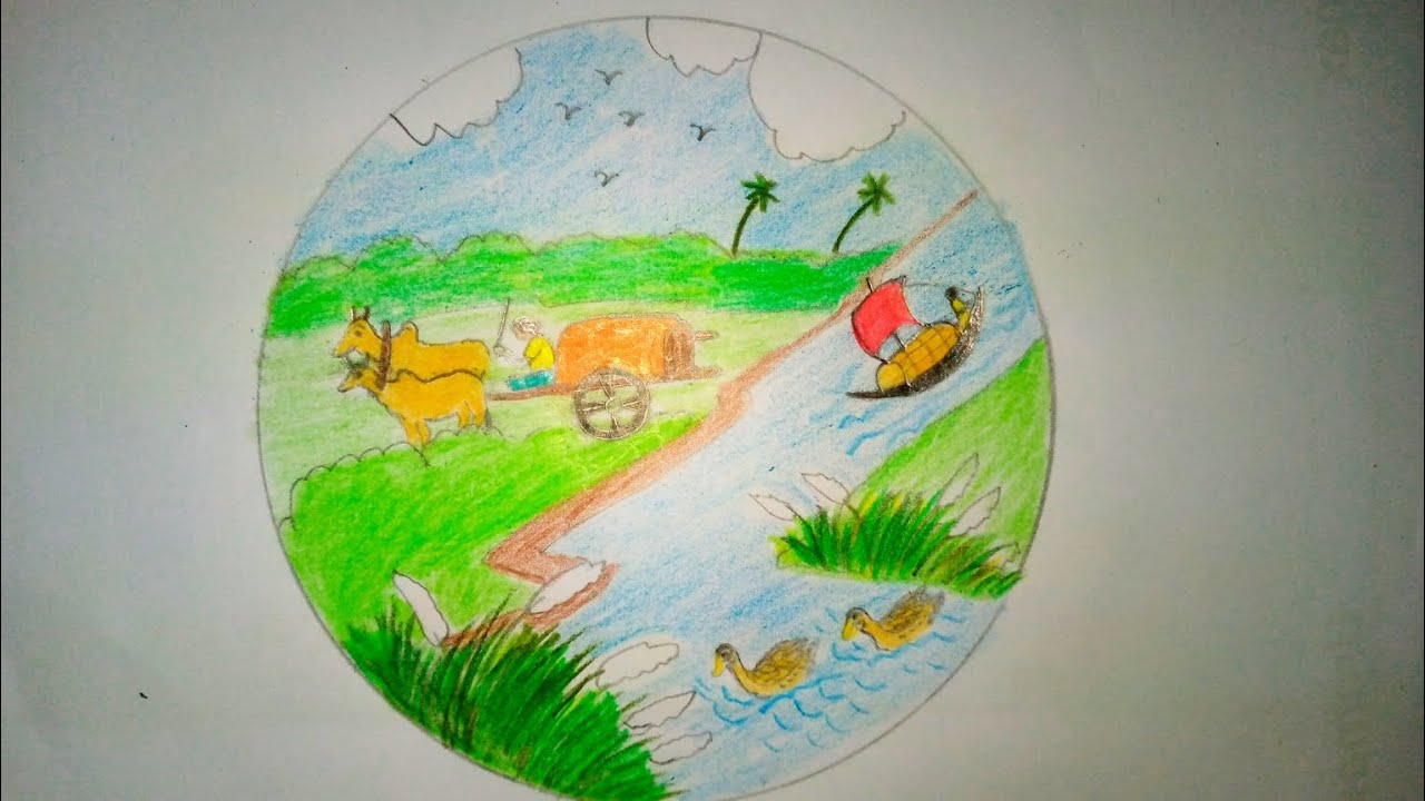 How To Draw Landscape Step By Step Youtube