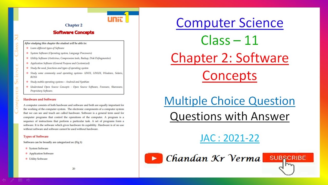 Class 11 Mcq 2 Computer Science Chapter 2 Software Concepts Jac
