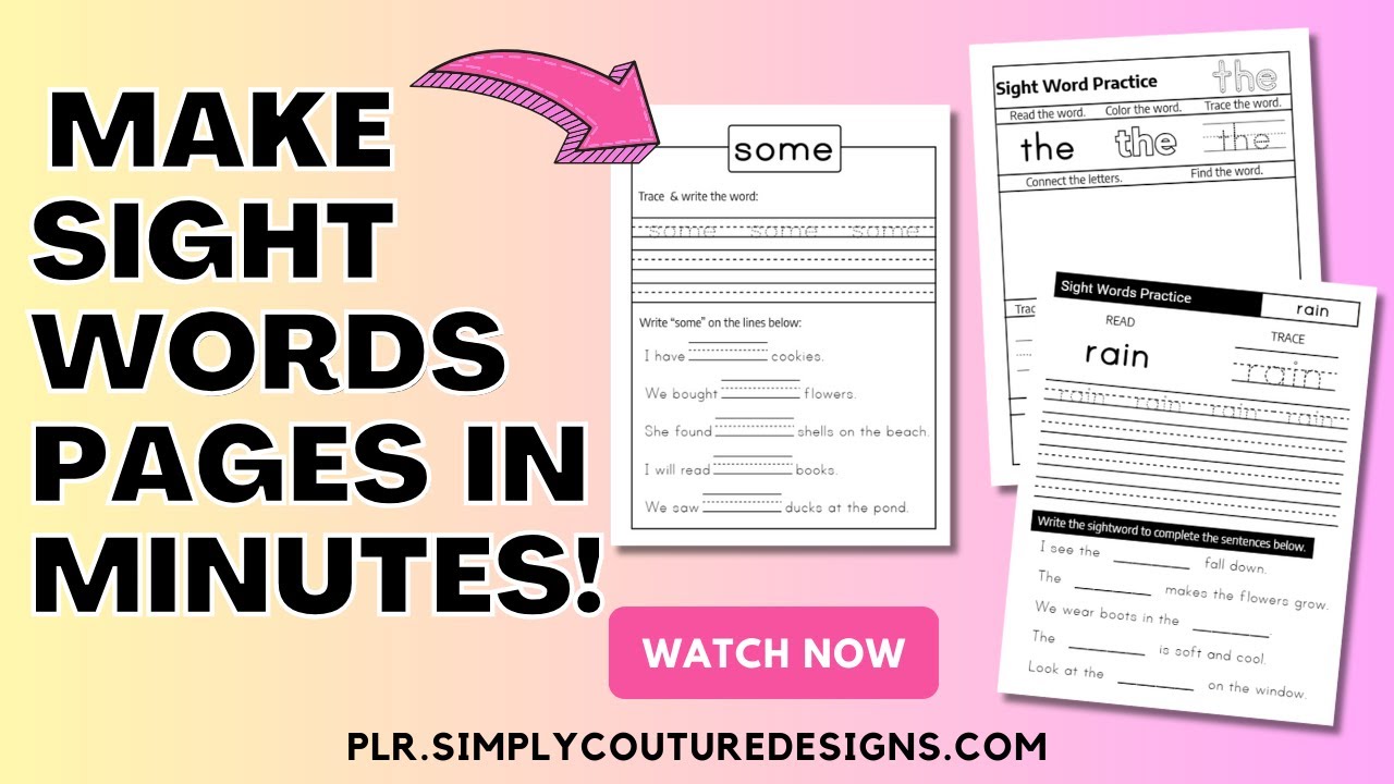 Create Sight Words Worksheets Automatically Kids Educational Books