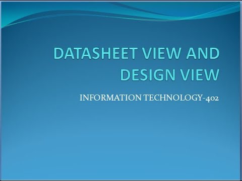 Class 10 Datasheet And Design View Youtube