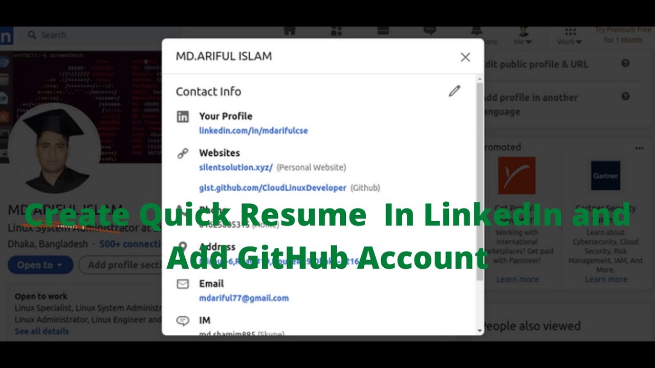 Create Quick Resume In Linkedin And Add Github Account Youtube
