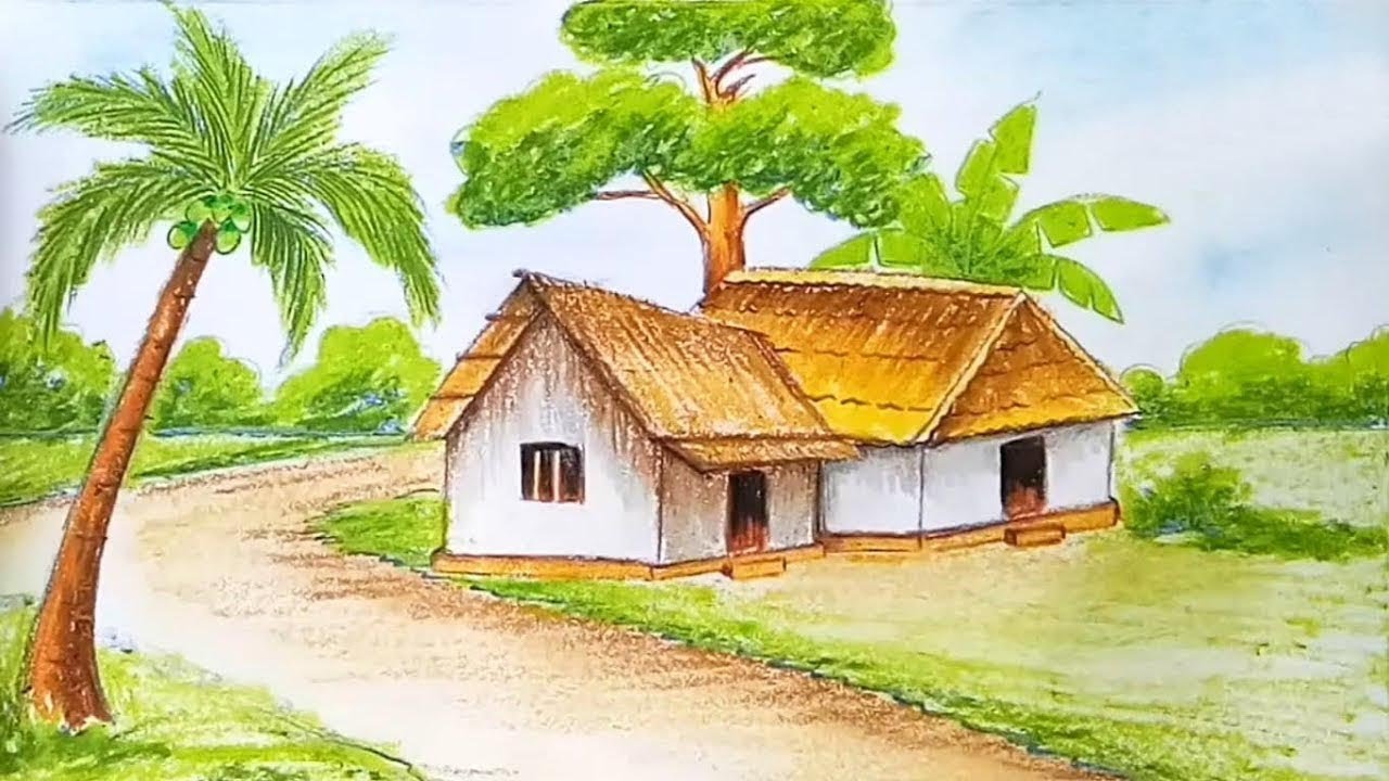Learn How To Draw An Easy House Scenery Scenes Step By Step Drawing
