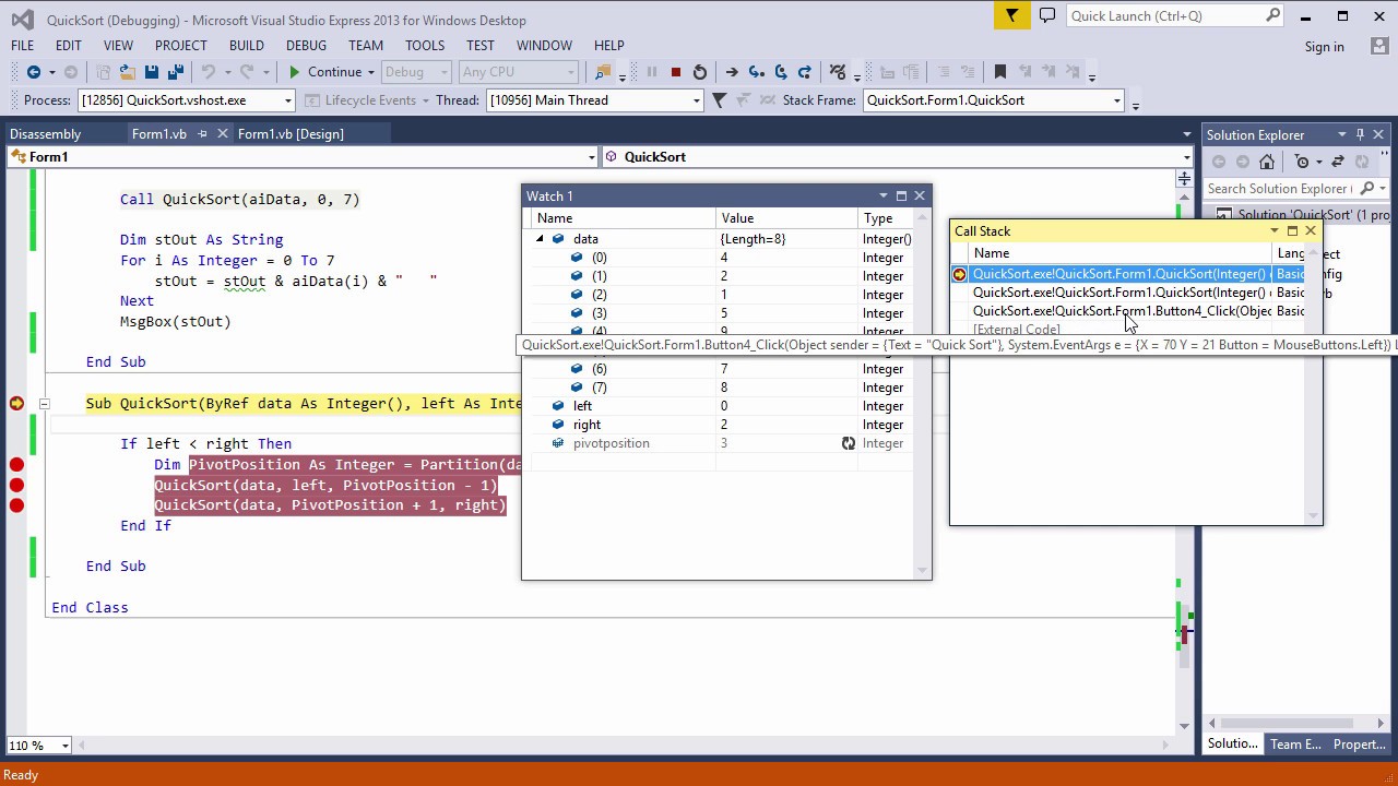 Quicksort 4 Vb Net Implementation Youtube