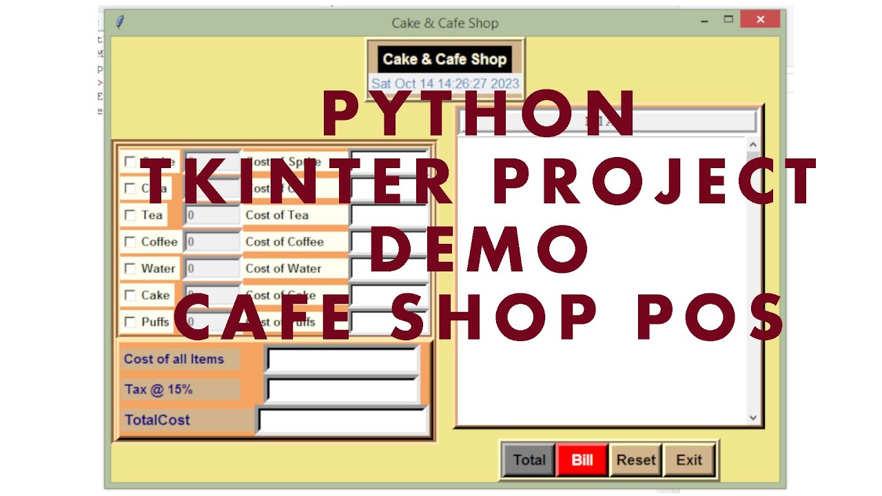 Python Tkinter Project Demo Cafe Pos Youtube