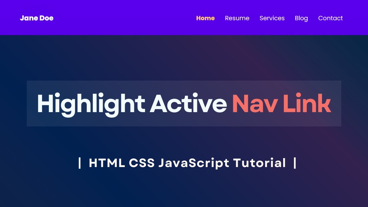 Create An Active Navigation Link On Scroll Using Html Css And
