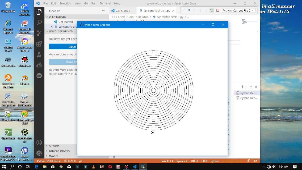 Python Turtle Basics Drawing A Concentric Circle Youtube