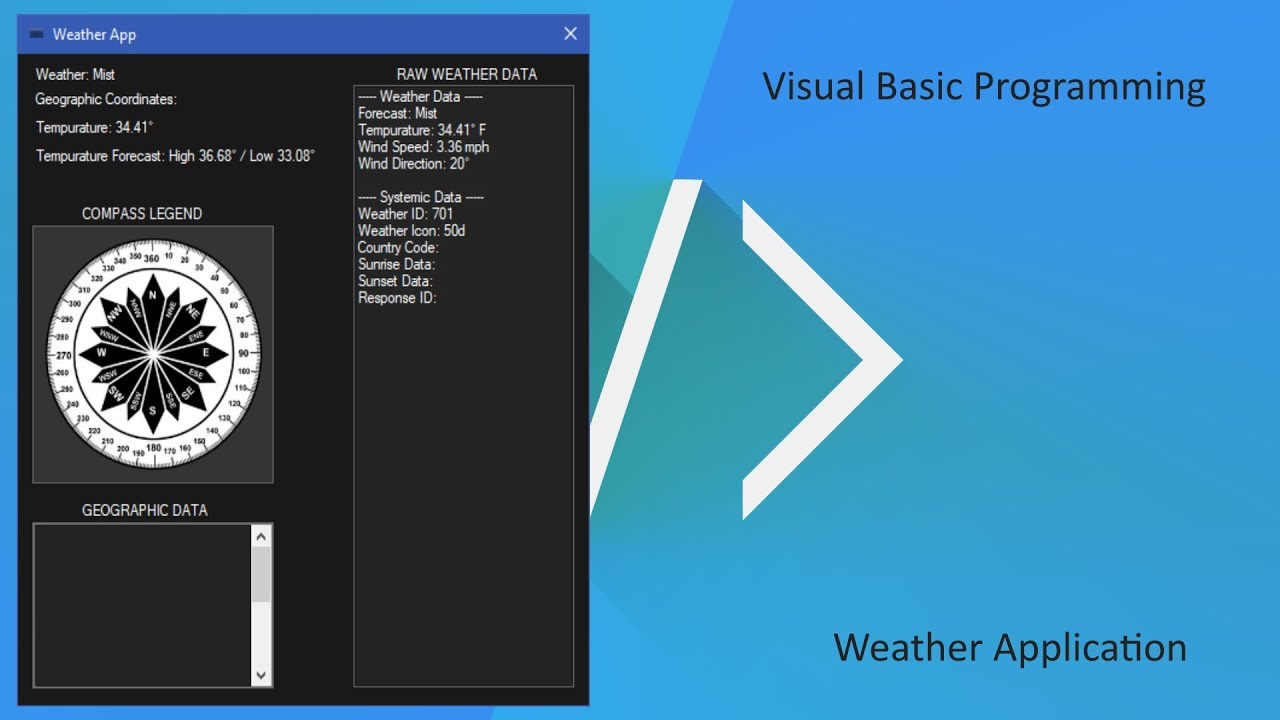 Vb Net Visual Basic Project Weather App Via Json Api Response Youtube