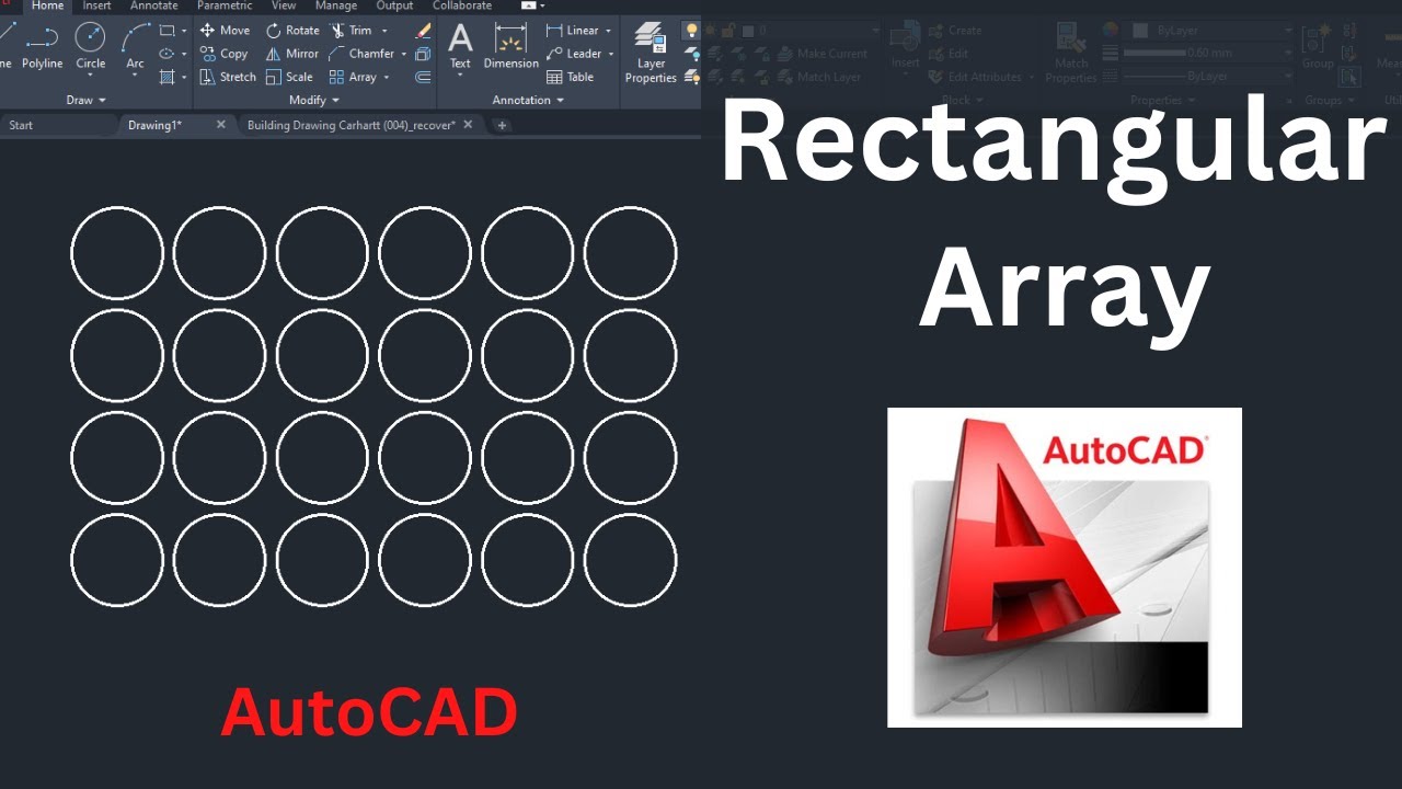 How To Create A Rectangular Array Autocad Youtube
