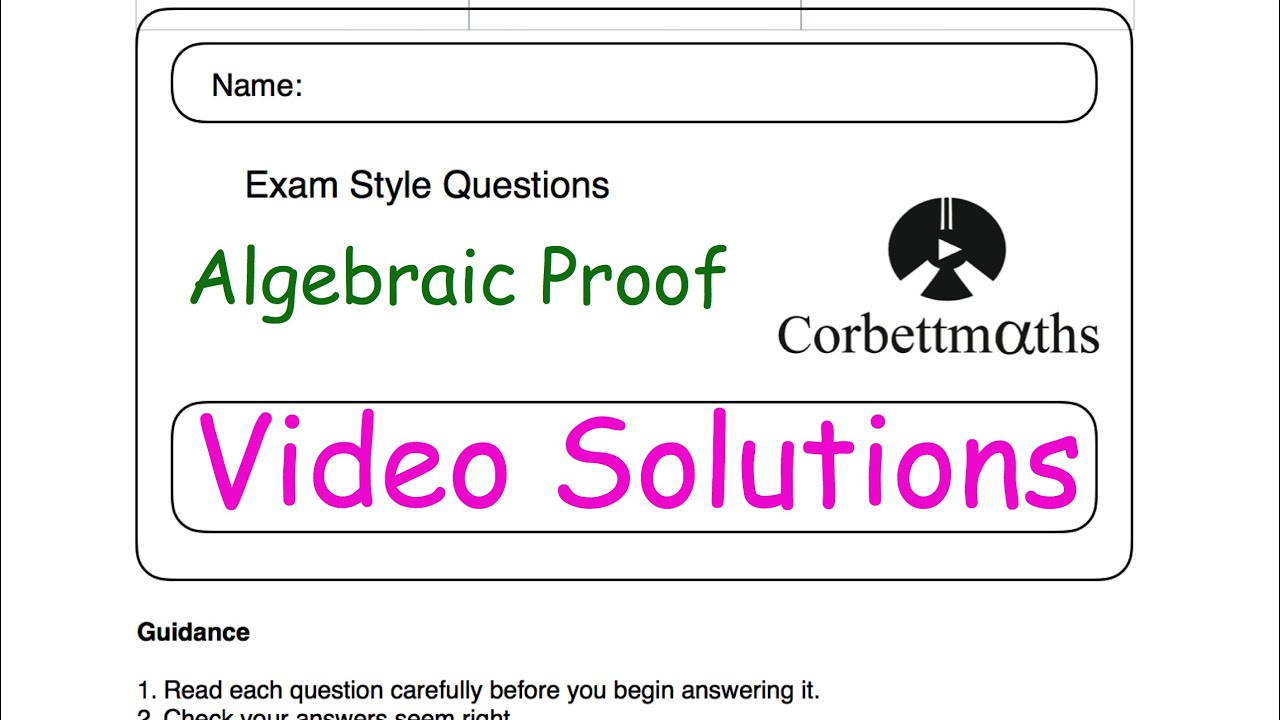 Algebraic Proof Answers Corbettmaths Youtube