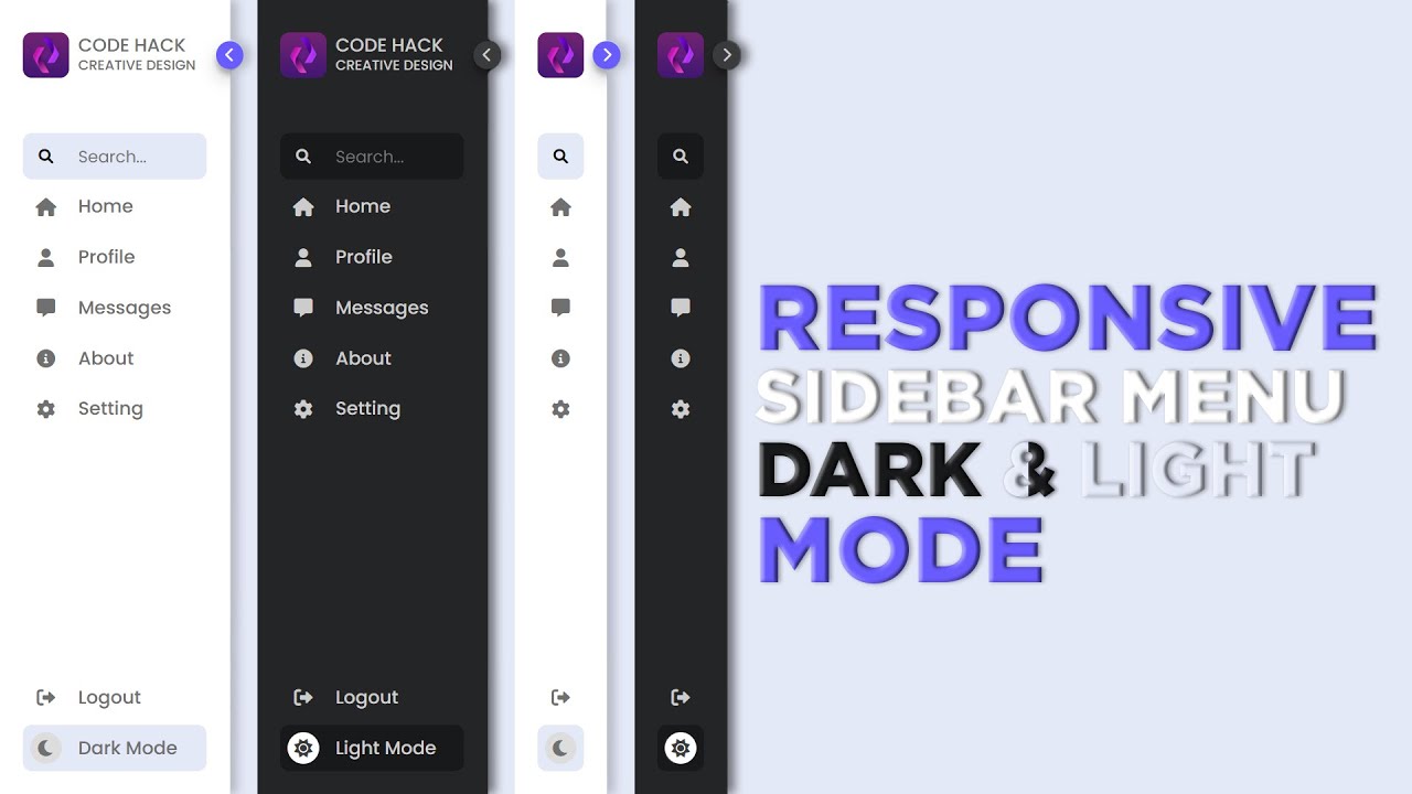 Responsive Sidebar Menu Dark Light Mode With Html Css Javascript