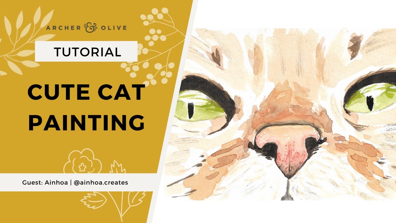 Simple Cat Watercolor Painting Tutorial Youtube