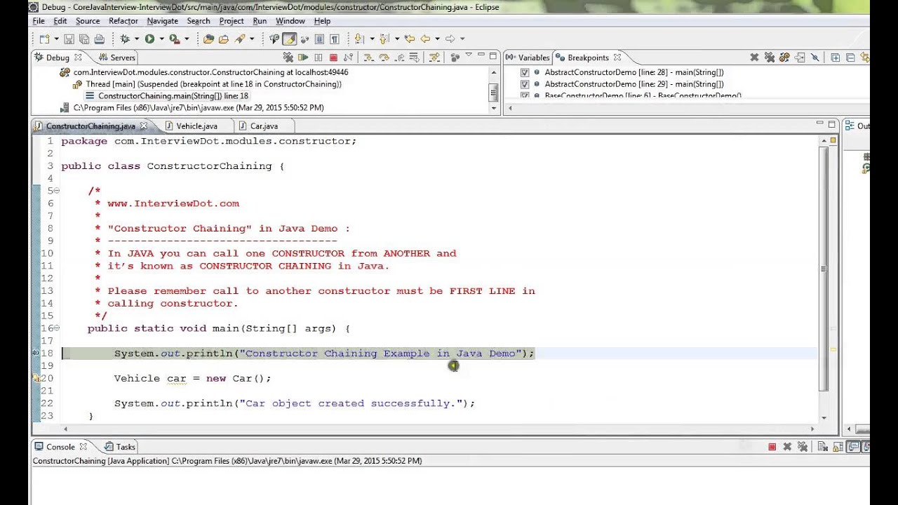 Tamil Constructor Chaining In Java Example Demo Youtube
