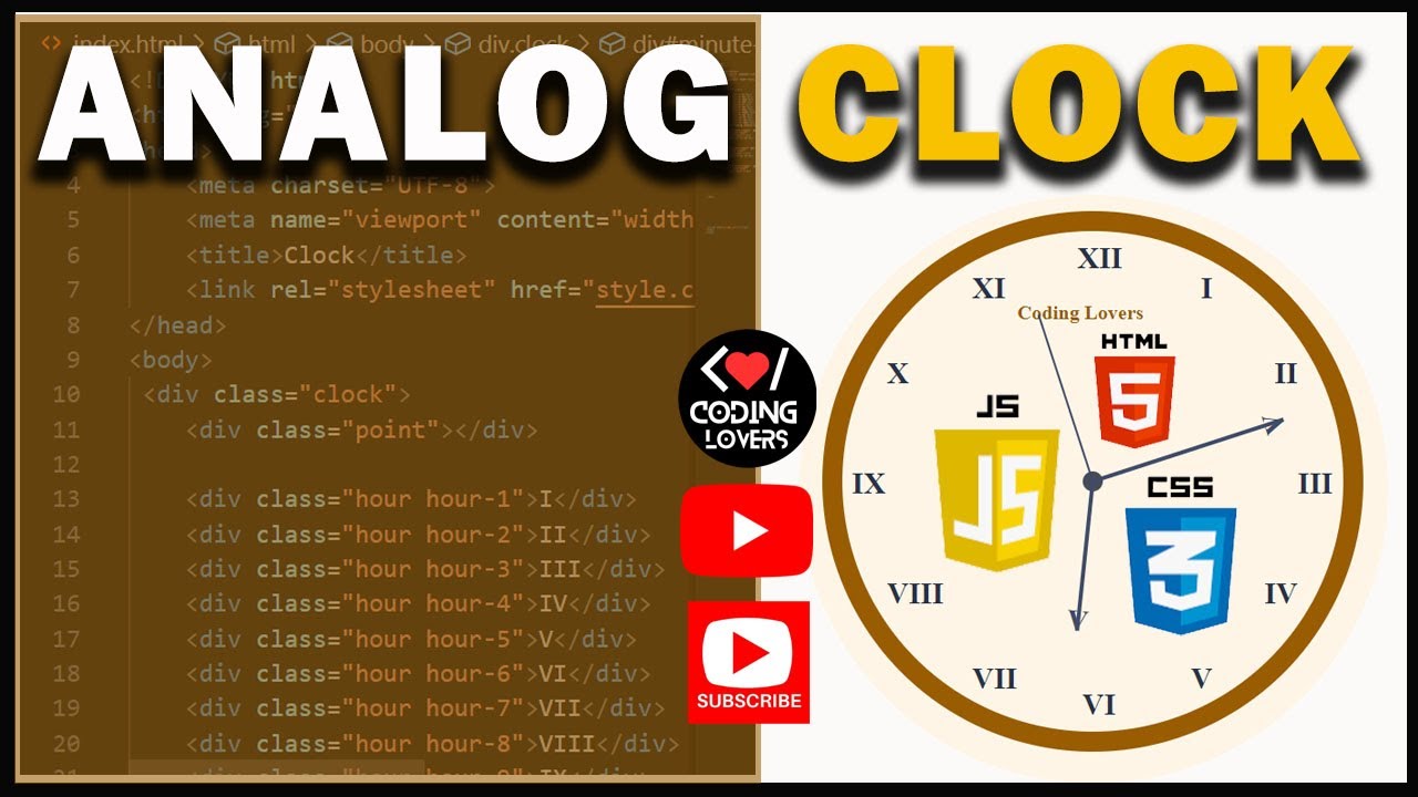 How To Creating Basic Analog Clock Using Html Css Javascript