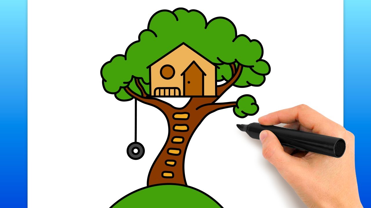 How To Draw A Treehouse Easy Drawing Tutorial Youtube