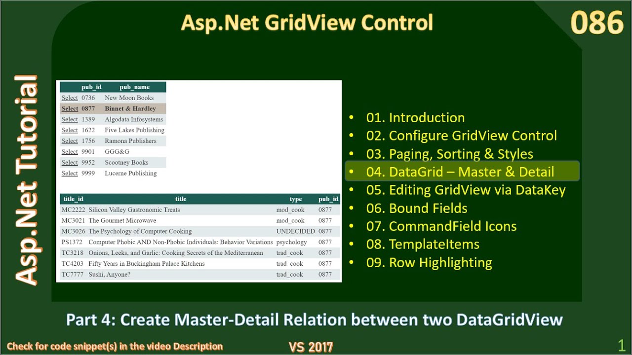 Asp Net Gridview Part 4 Establish Master Detail Relation Asp Net