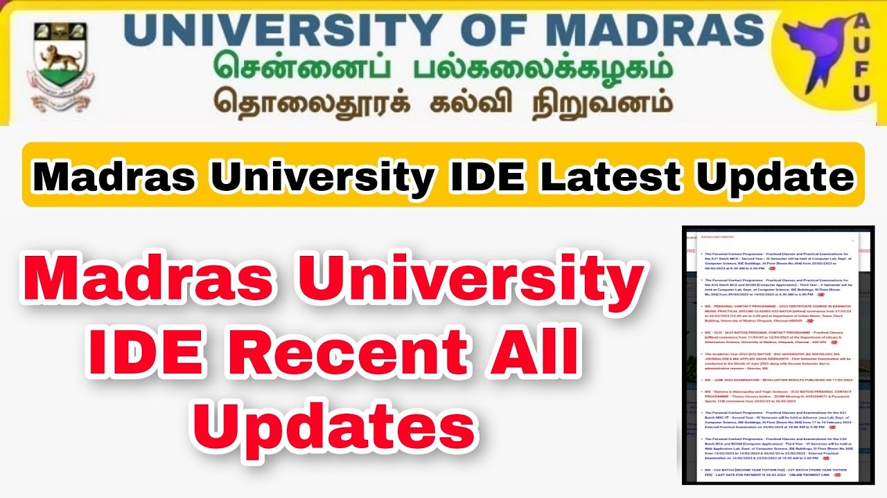 Madras University Ide Phone Numbers