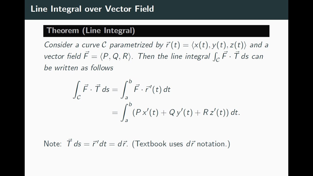 Multivariable Calculus Line Integrals Over Vector Fields Theory 16 2