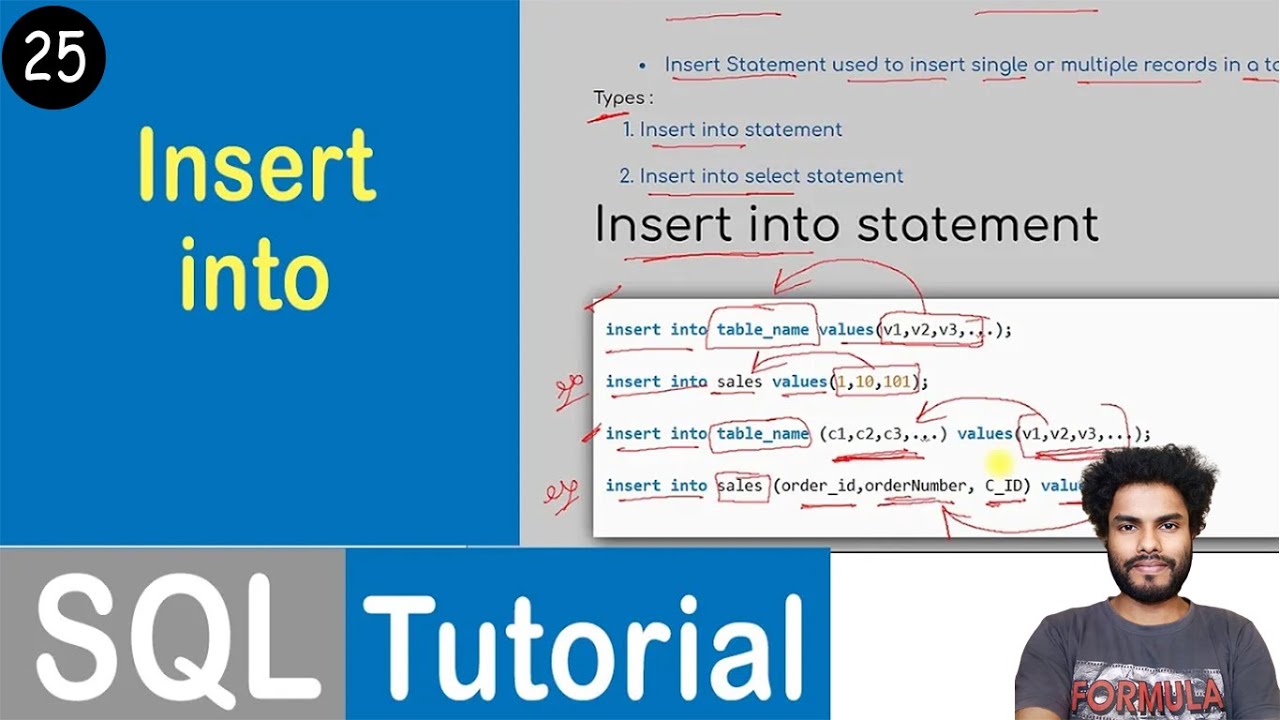 25 Insert Into Statement In Sql Sql Tutorial Youtube
