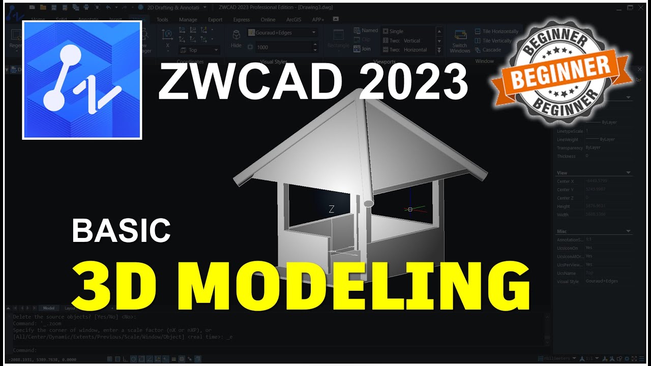 Zwcad 2023 Basic 3d Modeling Tutorial For Beginner Youtube
