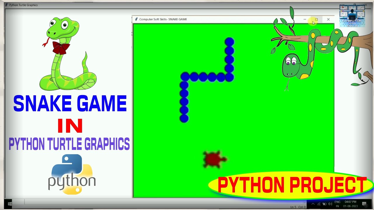 Snake Game In Python Turtle Graphics Snake Game Project In Python