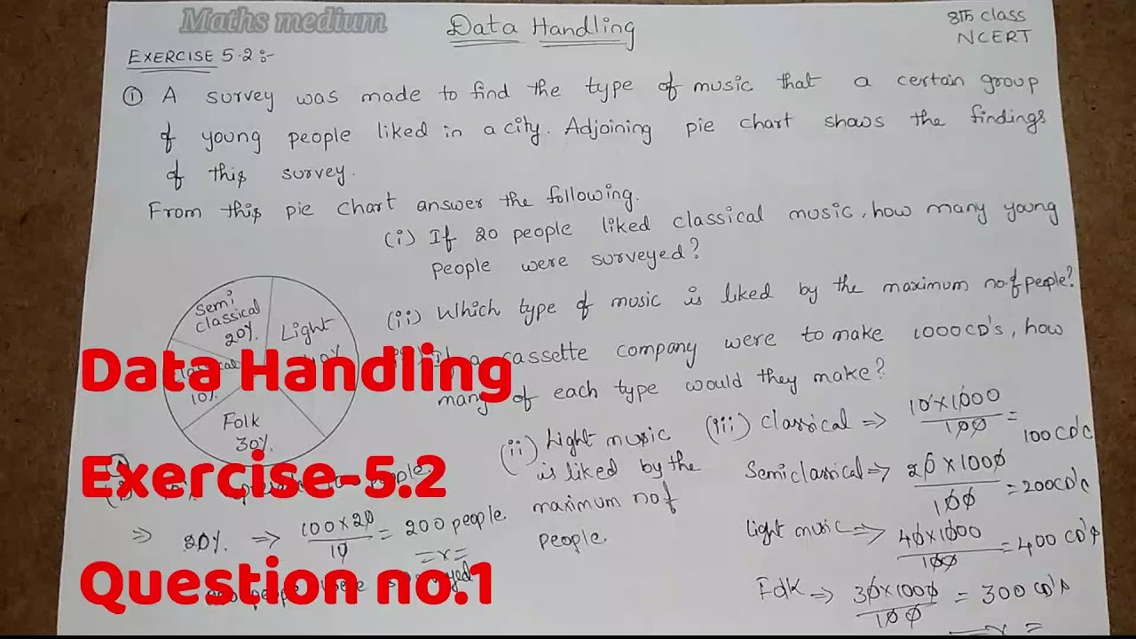 Exercise 5 2 Question No 1 Data Handling 8th Class Ncert Youtube