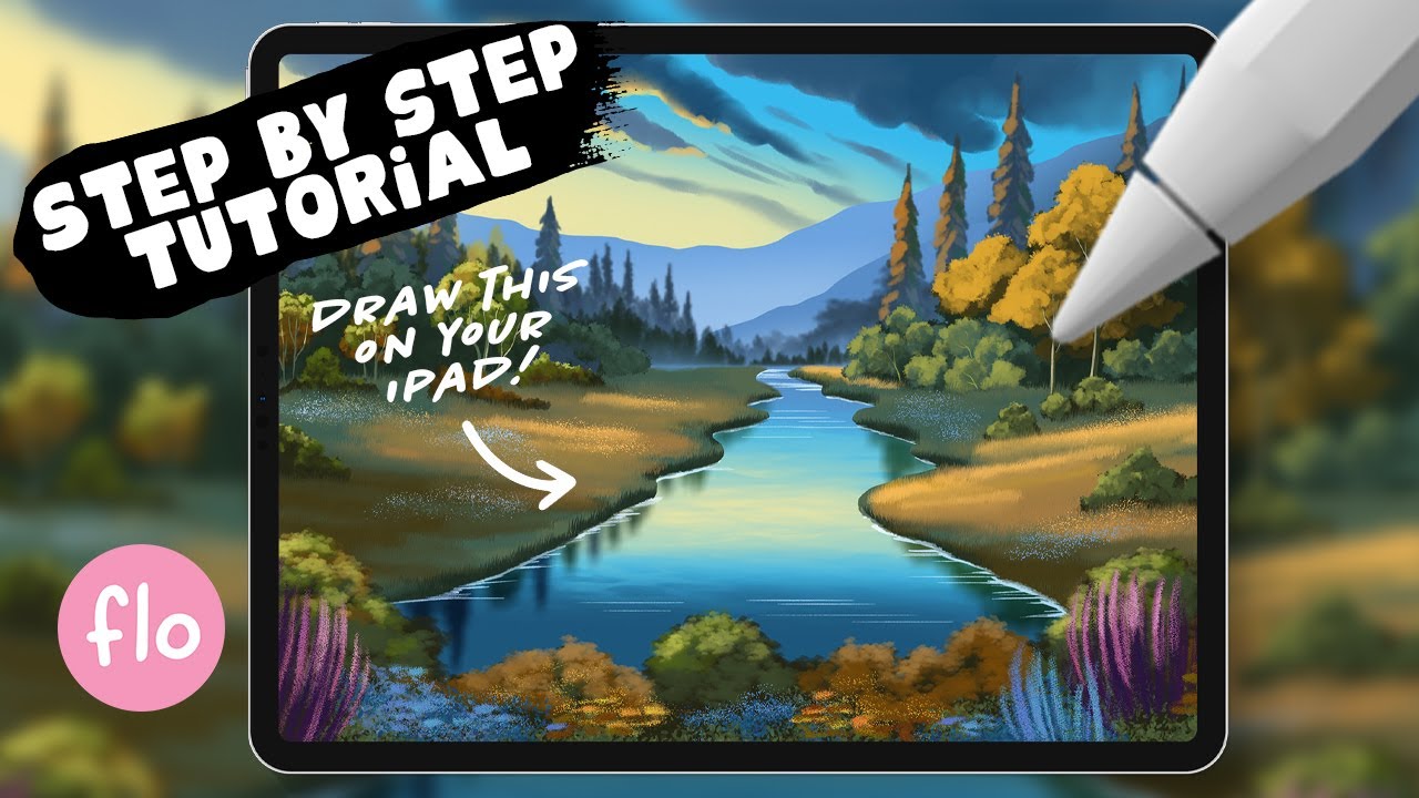 Anyone Can Draw This River Landscape In Procreate Youtube