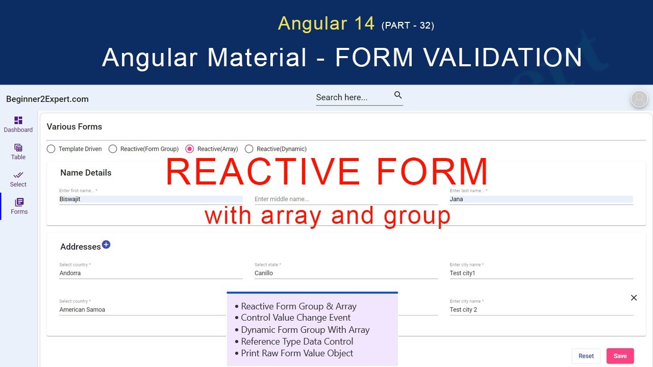 Part 32 Reactive Form Array Dynamic Form Group Using Array