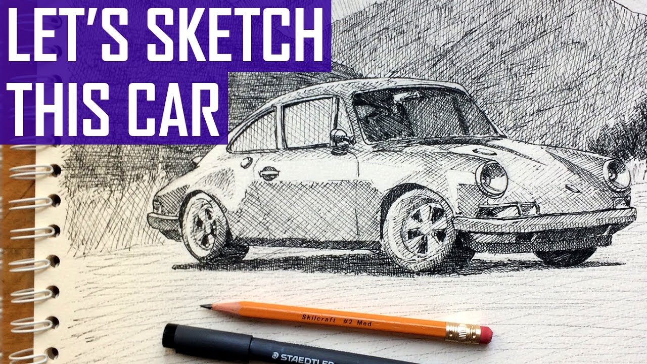 How To Sketch A Car In Pen And Ink Youtube