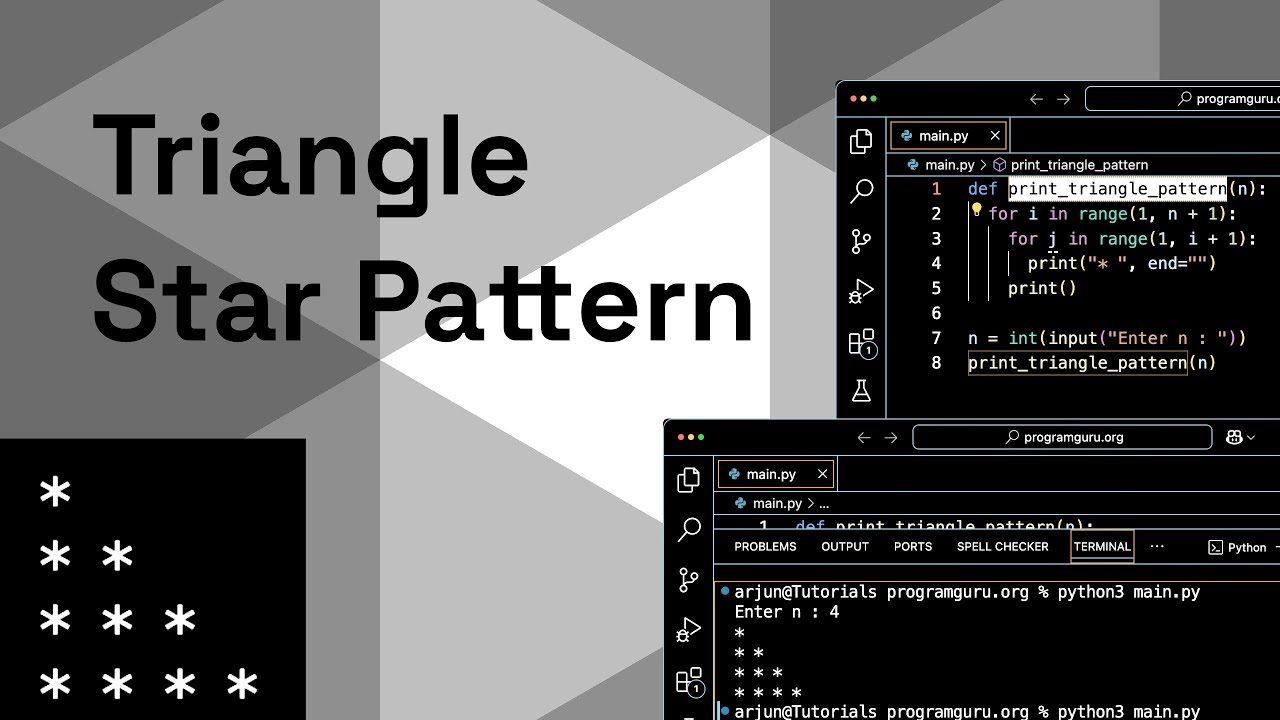 Triangle Star Pattern Printing Python Youtube