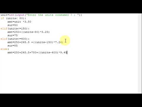 Python Program To Calculate Electricity Bill Youtube