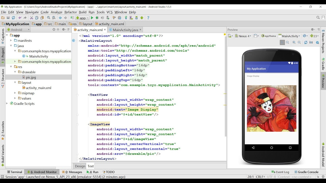 How To Display Image With Imageview In Android Studio Example Youtube