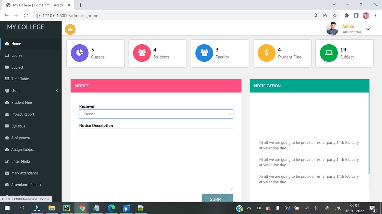 College Management System Project Python Django Demo 1 Youtube