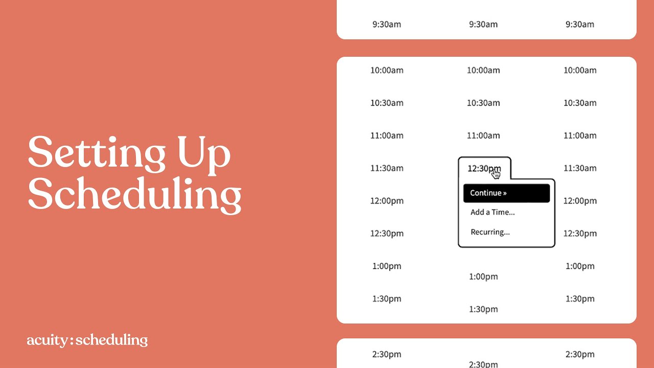 Setting Up Scheduling Acuity Scheduling Youtube