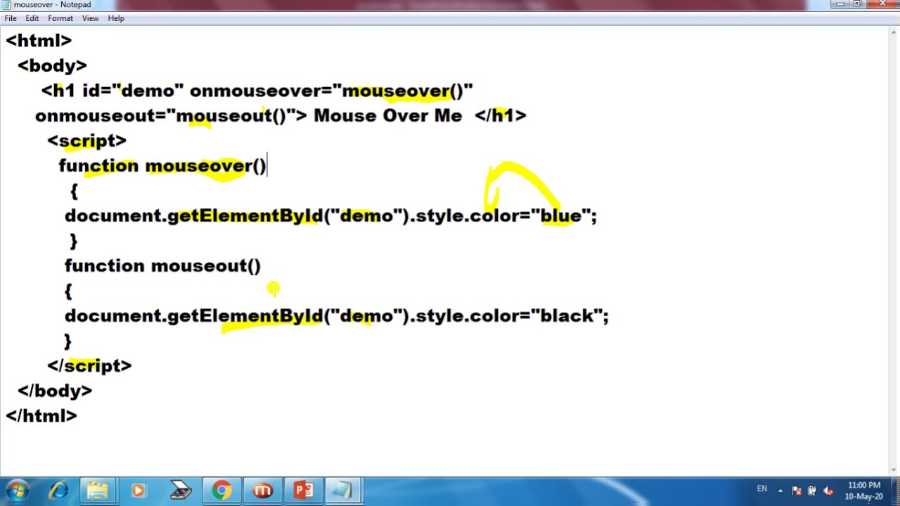 Onmouseover Event In Javascript Youtube